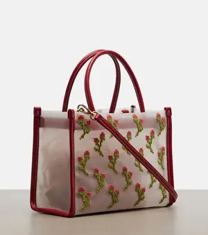 Miu Miu Embroidered Floral Mesh Tote Bag