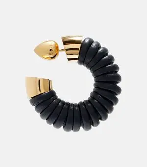 Alaïa Leather-trimmed Hoop Earrings - Blue