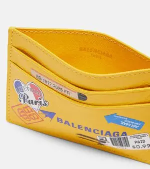 Balenciaga Logo Printed Leather Card Holder