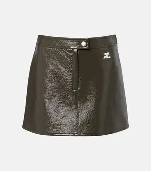 COURREGES Courrèges Vinyl Cotton-blend Miniskirt - Brown