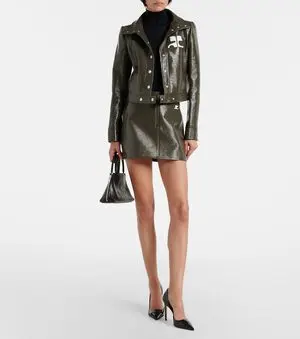 COURREGES Courrèges Vinyl Cotton-blend Miniskirt - Brown