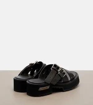 Balenciaga Silver Leather Platform Mules