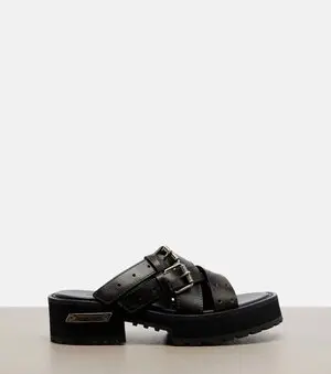 Balenciaga Silver Leather Platform Mules