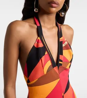Emilio Pucci Geometric Print Halterneck Romper - Orange