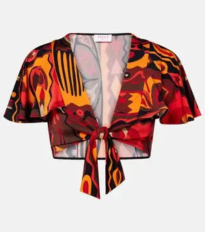 Emilio Pucci Kwango Jersey Satin Crop Top - Orange