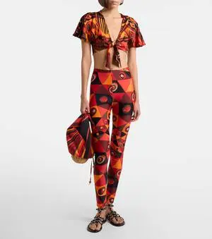 Emilio Pucci Kwango Jersey Satin Crop Top - Orange