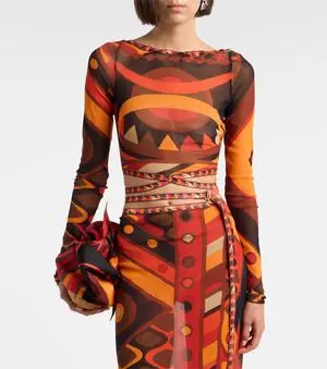 Emilio Pucci Vivara Tulle Crop Top - Orange