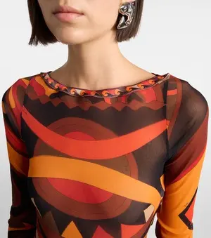 Emilio Pucci Vivara Tulle Crop Top - Orange