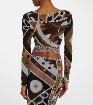 Emilio Pucci Vivara Tulle Crop Top - Multicoloured