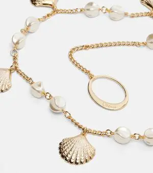 Oseree Embellished Chain Belt With Faux Pearls