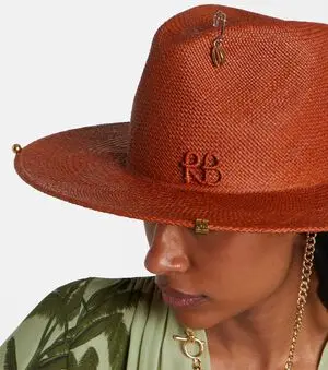 Ruslan Baginskiy Straw Fedora With Chain Detail - Brown