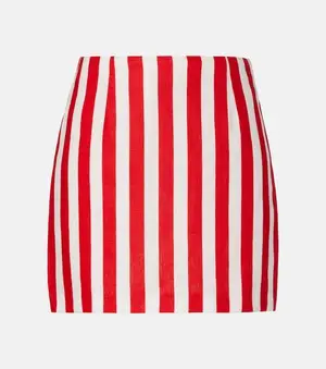 Posse Alice Striped Linen Miniskirt - Red
