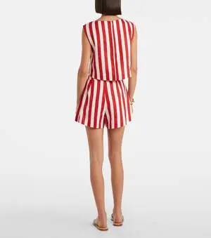 Posse Perri Striped Linen Shorts - Red
