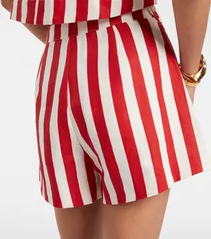 Posse Perri Striped Linen Shorts - Red