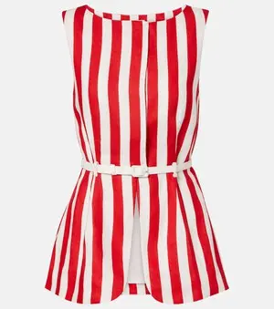 Posse Pamela Striped Linen Vest - Red