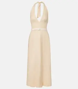 Posse Pamela Halterneck Linen Midi Dress - Beige