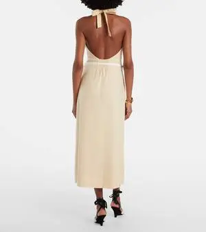 Posse Pamela Halterneck Linen Midi Dress - Beige
