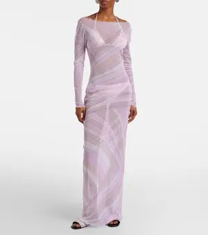 Emilio Pucci Iride Sheer Tulle Maxi Dress - Pink
