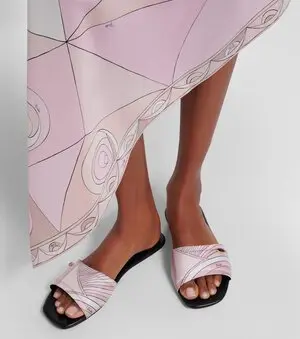 Emilio Pucci Yummy Iride Twill Slides - Pink