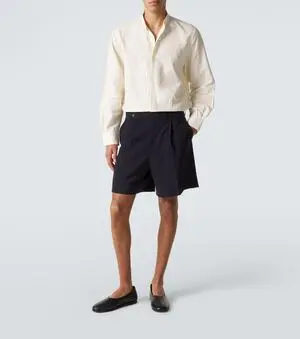 STOFFA Navy Wool Tailored Shorts