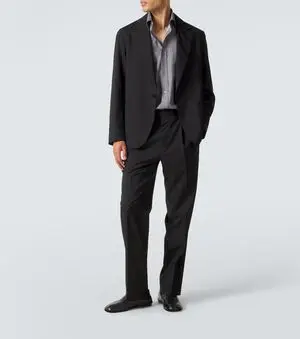 STOFFA Wool Straight Leg Trousers - Black