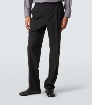 STOFFA Wool Straight Leg Trousers - Black