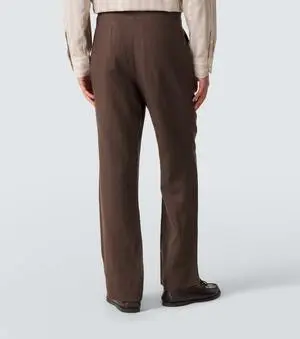 STOFFA Linen Straight Leg Trousers - Brown