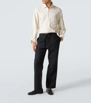 STOFFA Linen Straight Pants - Black
