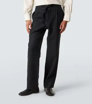 STOFFA Linen Straight Pants - Black