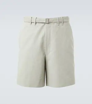 STOFFA Belted Cotton And Linen Shorts