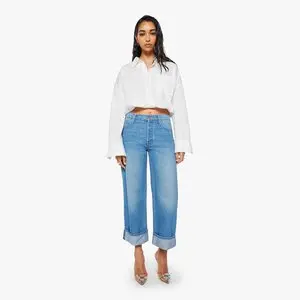 MOTHER Snacks! The Smoothie Crop Cuff Secret Ingredient Jeans - Blue