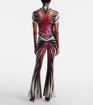 Roberto Cavalli Printed Sheer Flared Pants