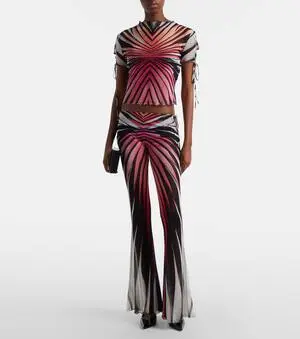 Roberto Cavalli Printed Sheer Flared Pants