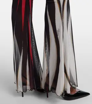 Roberto Cavalli Printed Sheer Flared Pants