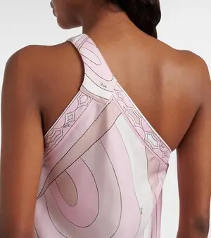 Emilio Pucci Iride Asymmetric Silk Twill Midi Dress