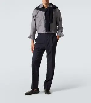 STOFFA Navy Wool Tailored Trousers