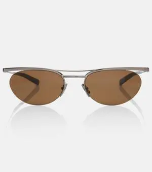 Saint Laurent Sl Logo Oval Sunglasses - Silver