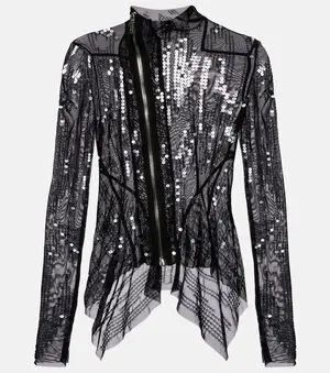 Rick Owens Gary Sequined Tulle Jacket