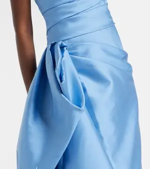Monique Lhuillier Draped Asymmetric Bustier Gown
