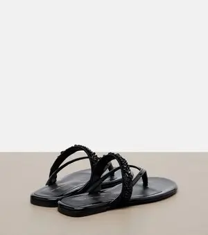 Dries Van Noten Embellished Patent Leather Thong Sandals