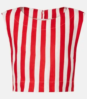 Posse Martina Striped Linen Crop Top