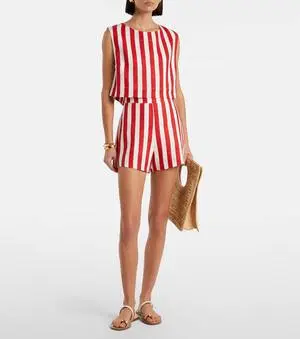 Posse Martina Striped Linen Crop Top