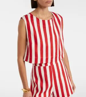 Posse Martina Striped Linen Crop Top