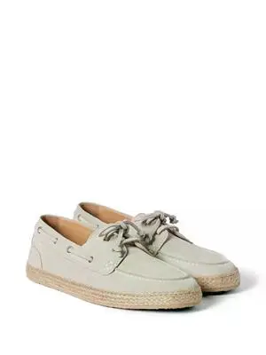Brunello Cucinelli Suede Boat Shoes With Rope Trim - Neutrals