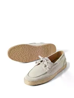 Brunello Cucinelli Suede Boat Shoes With Rope Trim - Neutrals