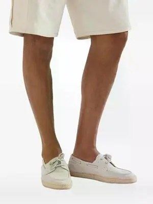 Brunello Cucinelli Suede Boat Shoes With Rope Trim - Neutrals
