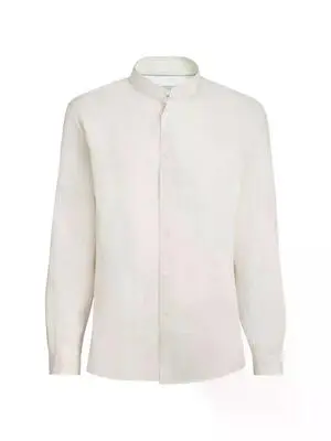 Brunello Cucinelli Linen Shirt With Mandarin Collar - Neutrals