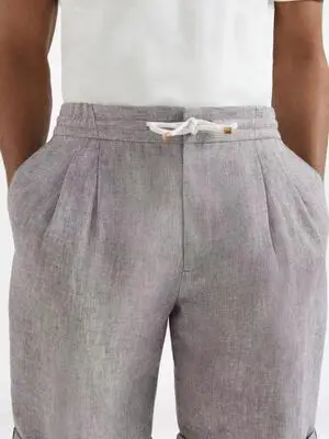 Brunello Cucinelli Linen And Hemp Diagonal Bermuda Shorts