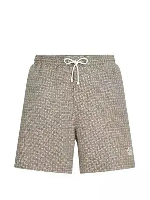 Brunello Cucinelli Floral Print Nylon Swim Shorts - Neutrals