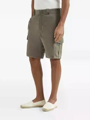 Brunello Cucinelli Cotton And Linen Canvas Bermuda Shorts With Cargo Pockets - Green